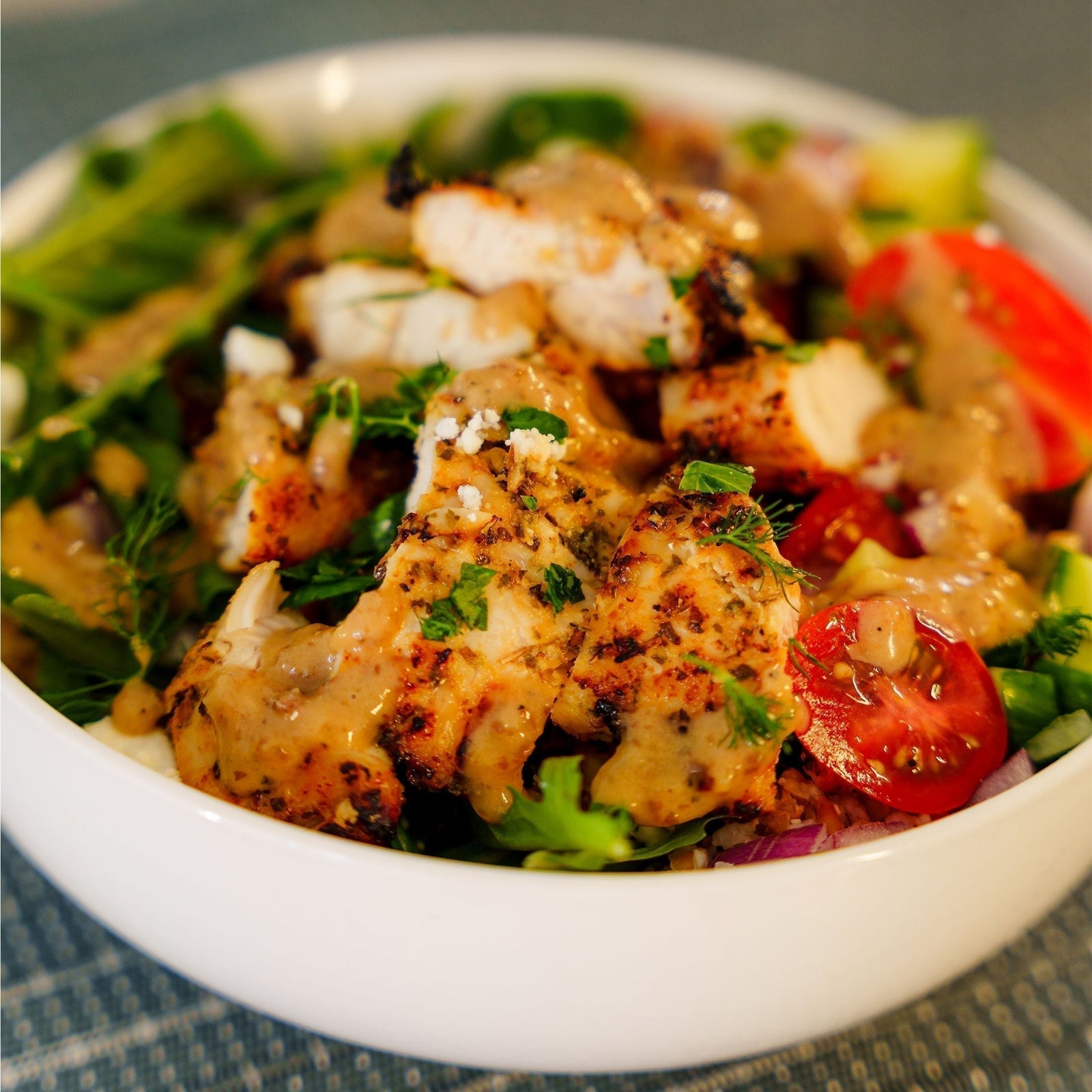 Lemony Chicken Greek Bulgur Bowl – COSORI